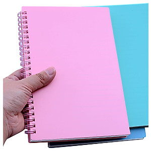 Spiral Notebook, 3 Pcs A5 Thick Plastic Hardcover 8mm Ruled 3 Color 80 Sheets -160 Pages Journals for Study and Notes (Light Pink,Light Green,Light Blue, A5 5.7" x 8.3"-Ruled)