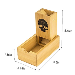 Cusdie Bamboo Dice Tower Foldable Wooden Die Roller Castle Rolling Case for Dungeons and Dragons, Board Game, D&D, RPG(Skull)