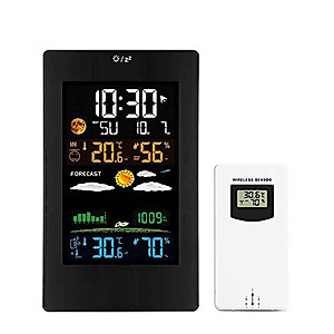 XARONF Weather Stations Indoor Outdoor Weather Station, Home Weather Station with Atomic Clock, Indoor Outdoor Humidity Thermometer Monitor Digital Forecast Weather Stations