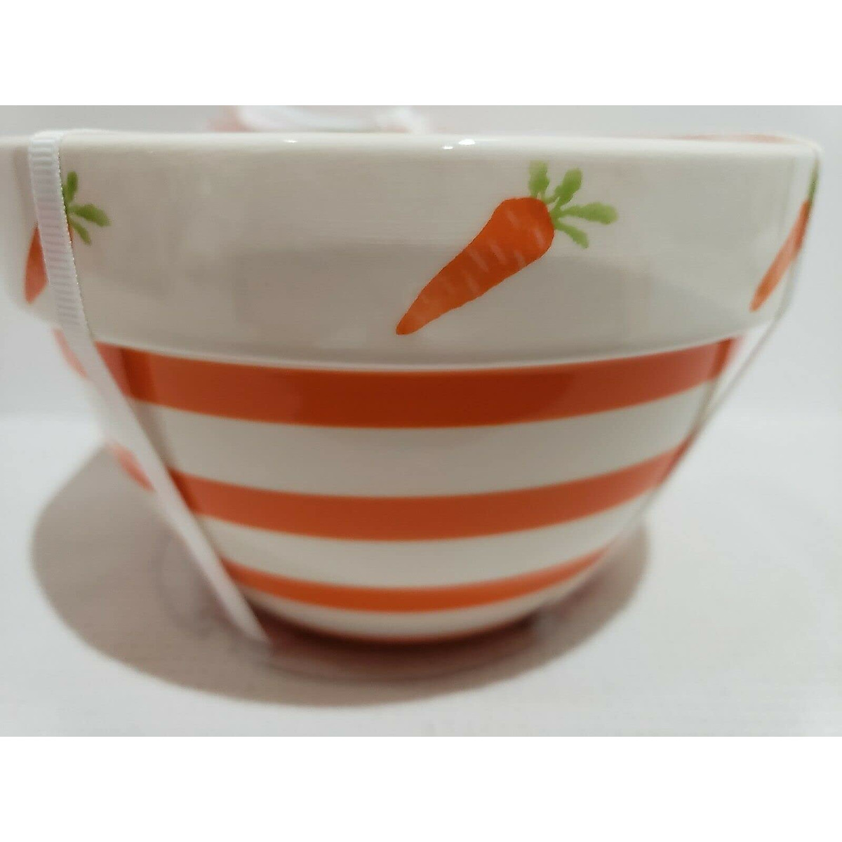 N?A Easter Terramoto Ceramic Orange White Carrot Nesting Bowls Set of 3