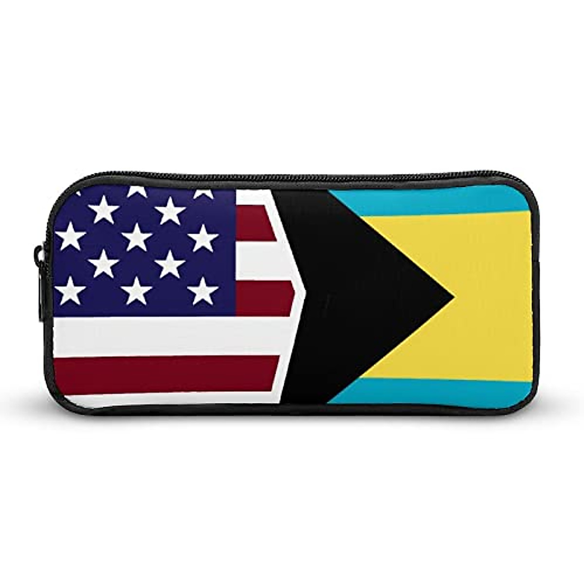 American and Bahamas Flag Pencil Case Stationery Pen Pouch Portable Makeup Storage Bag Organizer Gift