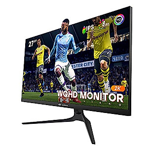 CRUA 27 inch Monitor, 1440P QHD IPS Computer Monitor, 60HZ 100% sRGB, with freesync, Low Motion Blur, Eye Care, HDMI, Dp Port-Support VESA-Black