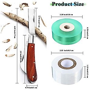 Grafting Gardening Knife for Pruning, Double Blades Garden Knife for Budding Pruning with 2 Rolls Grafting Tape Plants Repair Tapes for Floral Fruit Tree