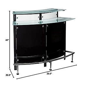 Coaster Home Furnishings Keystone Glass Top Bar Unit Black