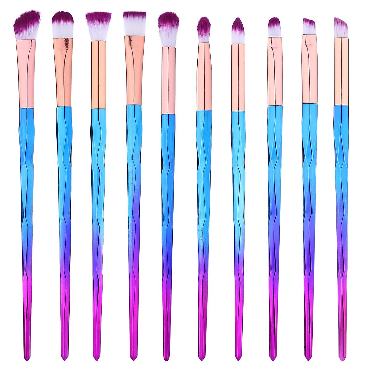 10Pcs Eye Shadow Brush Set Unicorn Eye Makeup Brushes for Shading or Blending of Eyeshadow Powder Eyebrow Highlighter Concealer Cosmetics Brush Tool