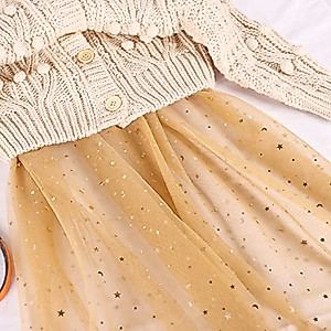 HAVII 54" x 8 Yards Gold Glitter Tulle Rolls Star Moon Sequin Tulle Fabric Bolt for Tutu Table Skirts DIY Sewing Crafts Wedding Party Backdrop Decoration