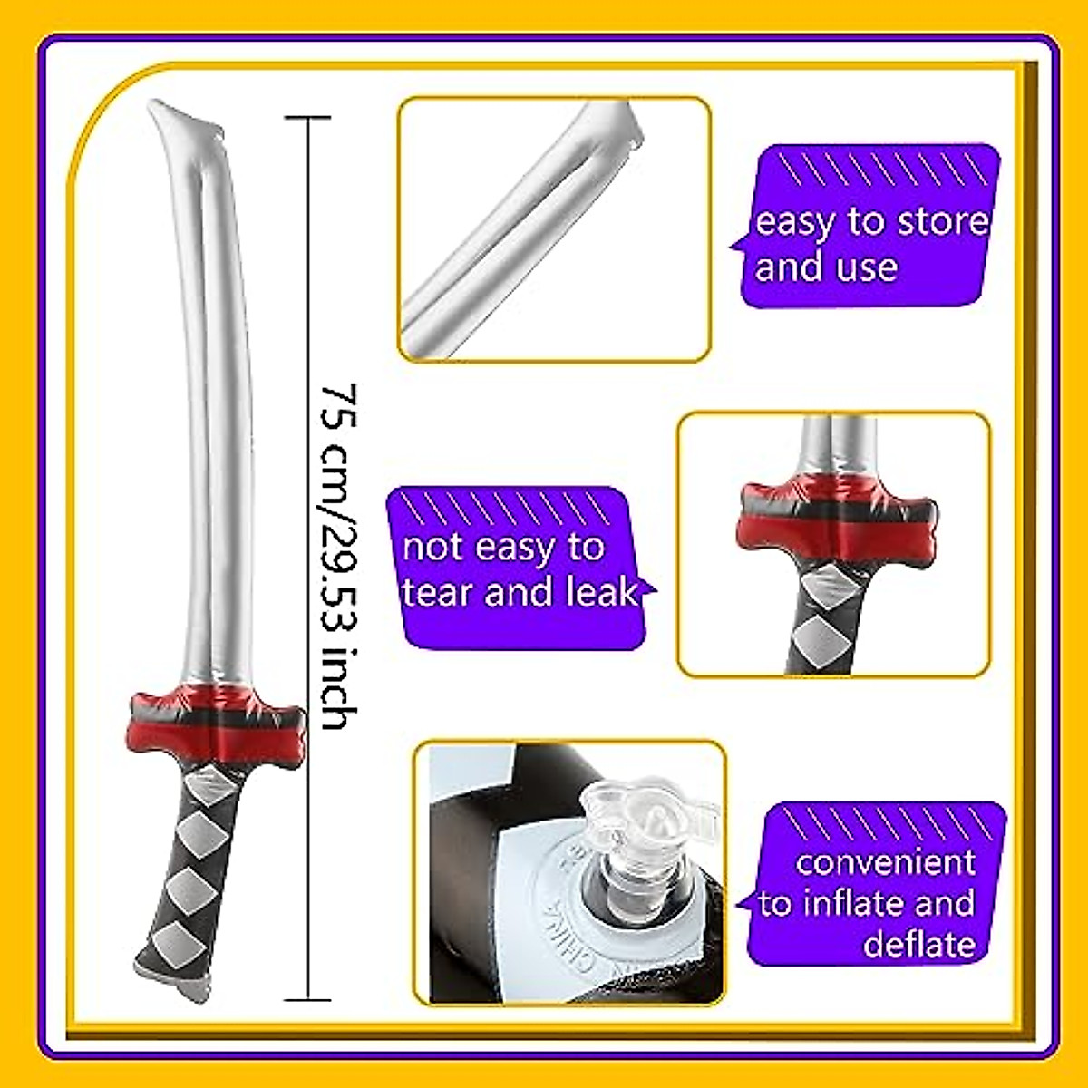 Cotiny 16 Pack Inflatable Ninja Sword Samurai Sword Toy Weapons Inflatable Katana Blow Up Costume Sword for Kids Adults Swimming Pool Party Ninja Cosplay Accessories