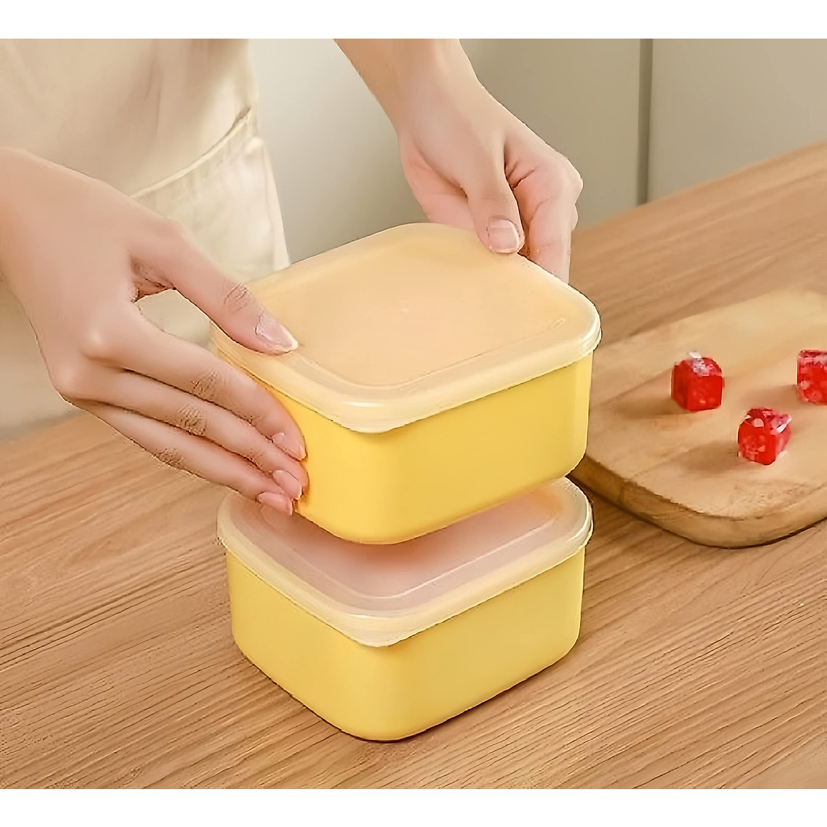 wulikanhua 2 Pack-Cold Dish Storage Container, Deli Meat Container Cold Cuts Fridge Keeper, Cheese Food Storage Container with Lid for Refrigerator, Shallow Low Profile Christmas Cookie Holder