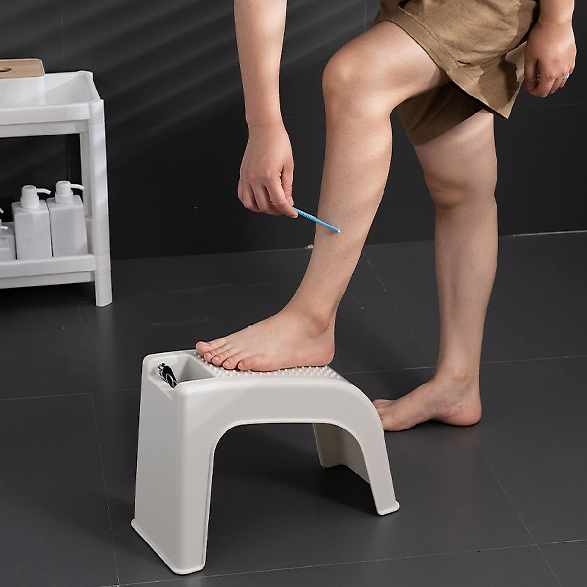 Fanwer 13.2" Shower Foot Rest for Shaving Legs- Corner Shower Stool, Small Bathroom Bench Suitable for Small Shower Spaces-Waterproof Shower Stool for Inside Shower Triangle