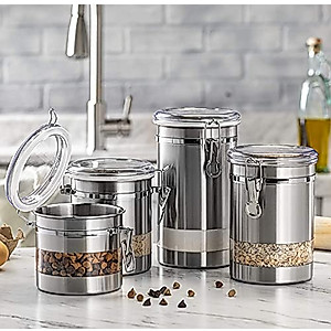 Le'raze Airtight Food Storage Container for Kitchen Counter with Window, Canister Set Ideal for Flour Tea, Sugar, Coffee, Candy, Cookie Jar with Clear Acrylic Lids & Locking Clamp