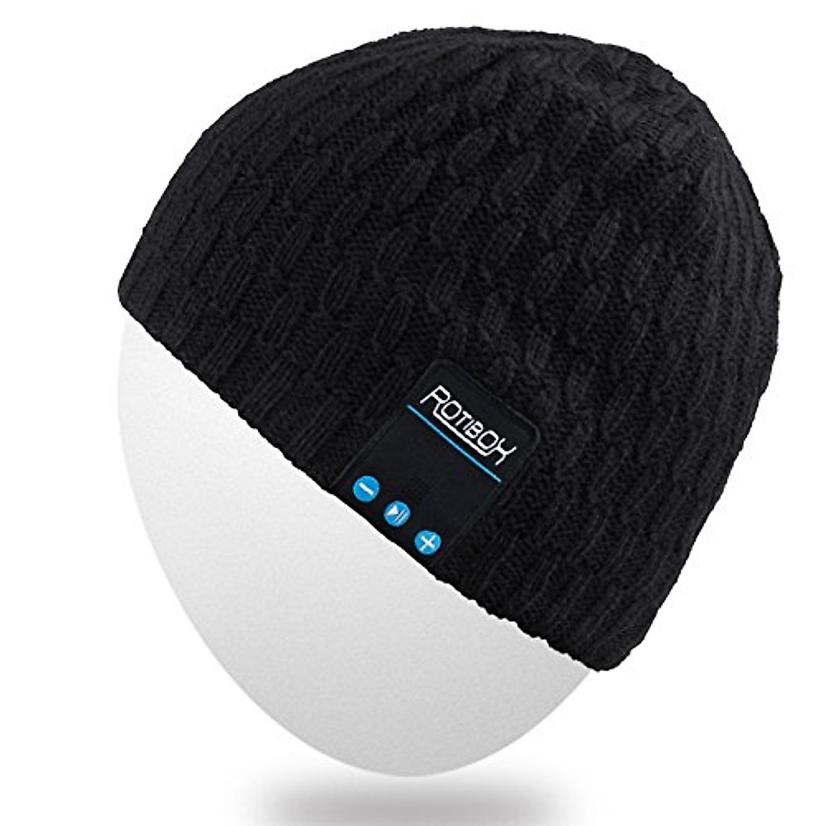 Rotibox Bluetooth Beanie Hat, Winter Outdoor Sport Premium Knit Cap with Wireless Stereo Headphone Headset Earphone Speaker Mic Hands Free Compatible with iPhone Samsung Android Cell Phones - Black