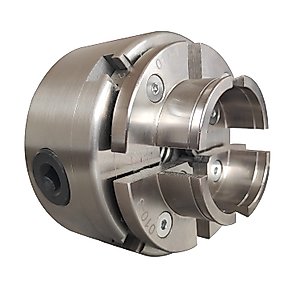 4 Inch Wood Lathe Chuck Set 1" x 8 tpi & 3/4"x16TPI Adapter, Nickel Plated, Self Centering 4 Jaw Wood Turning Chuck (4 inch Chuck With Round Jaw)