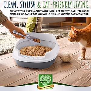 Small Pet Select - Pine Pellet Cat Litter Box, with 5 Pee Pads and Litter Scoop, Premium System for Cats and Other Small Animals, Tidy and Easy to Clean with Drawer, Scoop, and Removable Tray