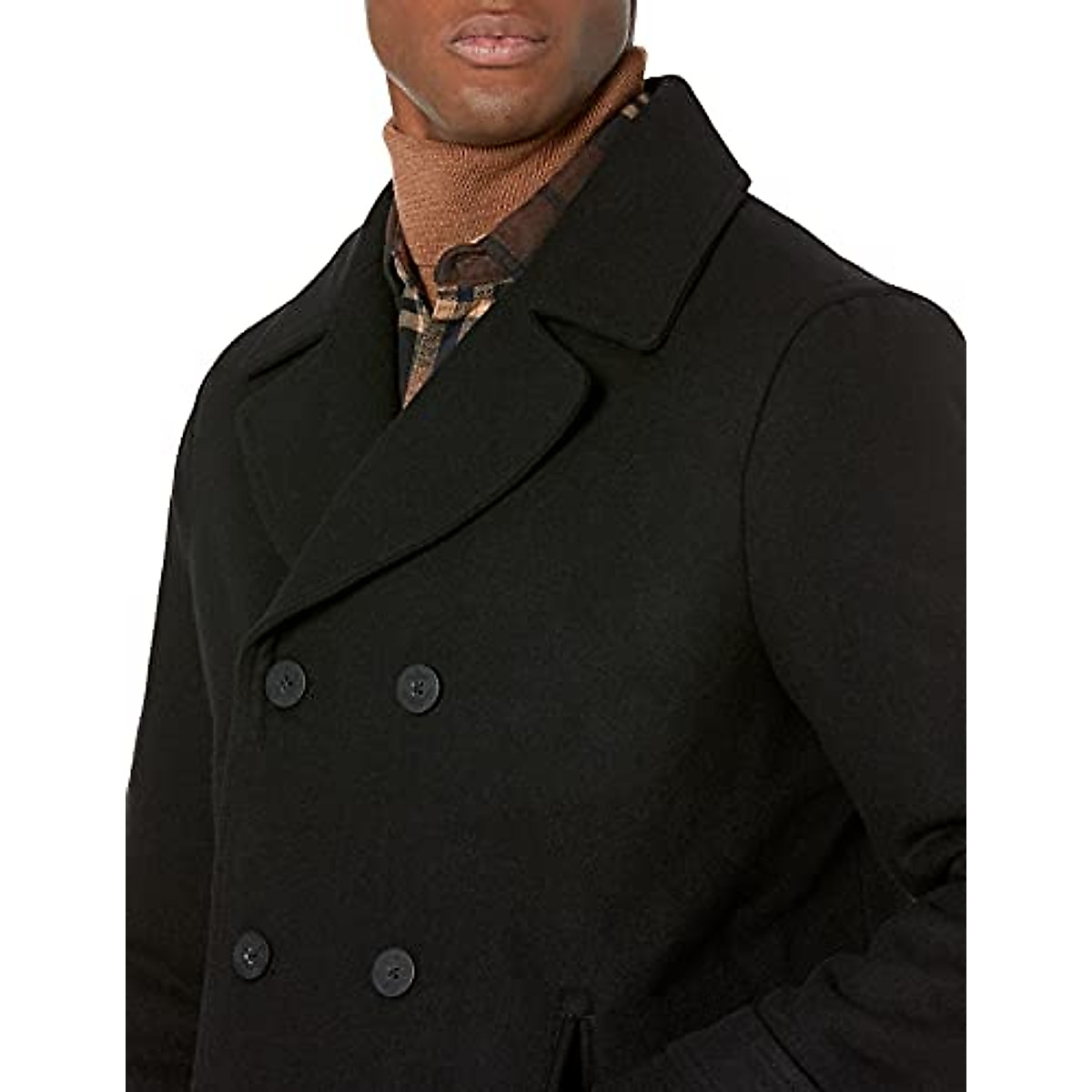 Amazon Essentials Men's Double-Breasted Heavyweight Wool Blend Peacoat, Black, XX-Large