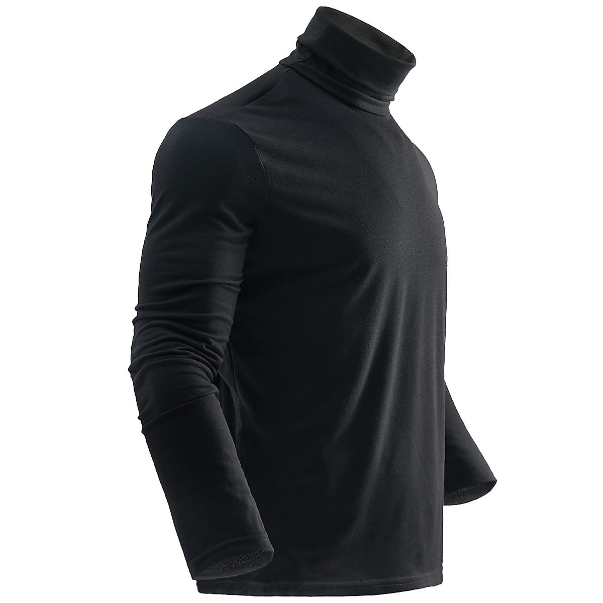 Black Turtleneck Mens T-Shirt Slim Fit Lightweight Long Sleeve Pullover Top Soft Shirts Warm Undershirt Stretch Gentleman Solid Color Business Fashion Casual Menswear Sizes XL