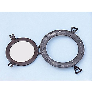Hampton Nautical Bronze Decorative Ship Porthole Nautical Mirror, 8"
