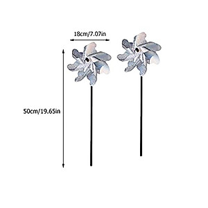 Cabilock 4pcs Garden Decor Pinwheels Bird Windmills Reflective Pin Wheels Sparkly Garden Pinwheels