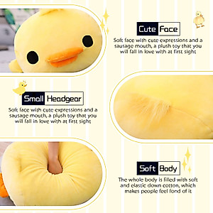 PUEENOD Duck Plush Toy, Duck Plushie Stuffed Animal Toy Gifts for Kids Yellow 15Inch