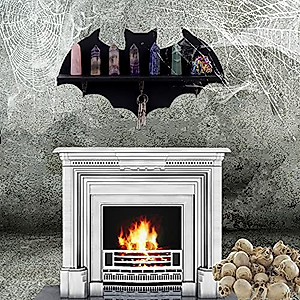Bat Shelf Coffin Shelf Crystal Shelf Spooky Floating Shelves Goth Decor Bat Shelf,Wooden Gothic Decor for Home, Black Hanging Wooden Shelf for Wall, Witchy Room Decor for Crystal Keys