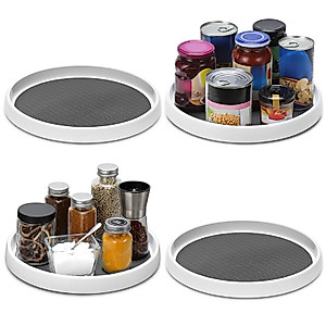 [ 4 Pack ] 12 Inch Non-Skid Turntable Lazy Susan Organizers - Spinning Rack for Cabinet, Pantry Organization and Storage, Kitchen, Fridge, Vanity, Countertop, Under Sink Organizing, Spice Spinner