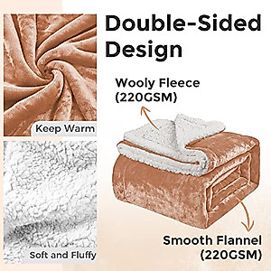 MOOFUN Sherpa Fleece Throw Blanket- 60 x 80 inches, Soft Fluffy Cozy Warm Fuzzy Machine Washable, Durable Blanket for Couch and Bed - Brown