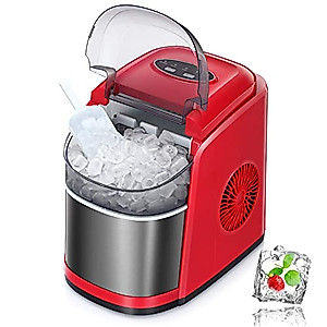 Antarctic Star Ice Maker Machine Countertop,Portable Automatic 9 Ice Cubes Ready in 8 Minutes,Makes 26 lbs of Ice per 24 Hours,Self-Clean,See-Through Lid for Home/Bar/Party (Stainless Steel)
