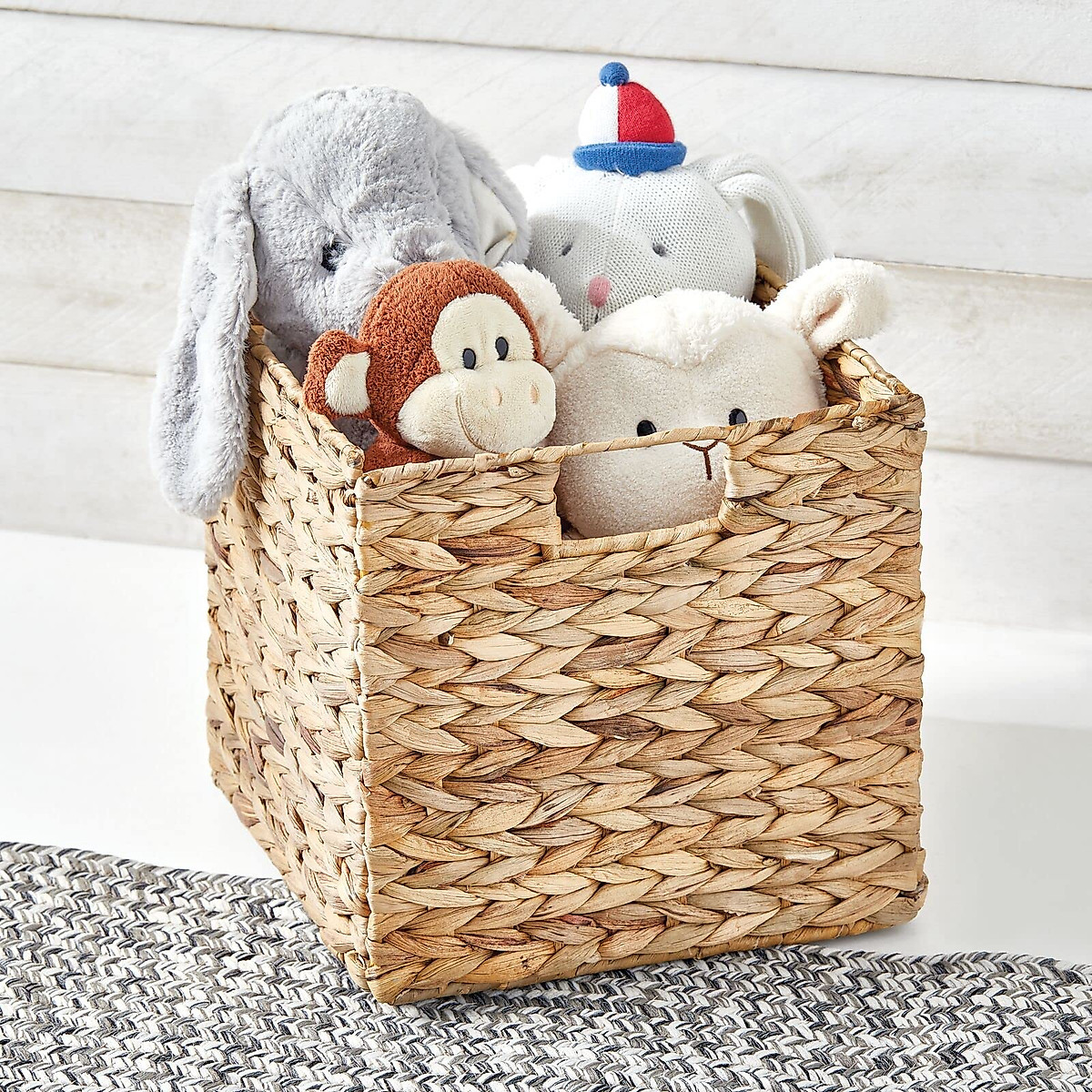 mDesign Woven Hyacinth Durable Closet Storage Organizer Basket Bin - for Cube Furniture Shelf Organizing in Bedroom, Bathroom, Office - Holds Clothes, Blankets, 2 Pack - Natural