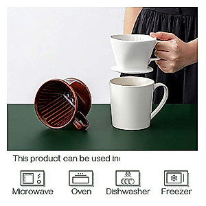 DOWAN Pour Over Coffee Dripper, Non Electric Pour Over Coffee Maker, Porcelain Slow Brewing Accessories for Home, Cafe, Restaurants, Easy Manual Brew Maker, White