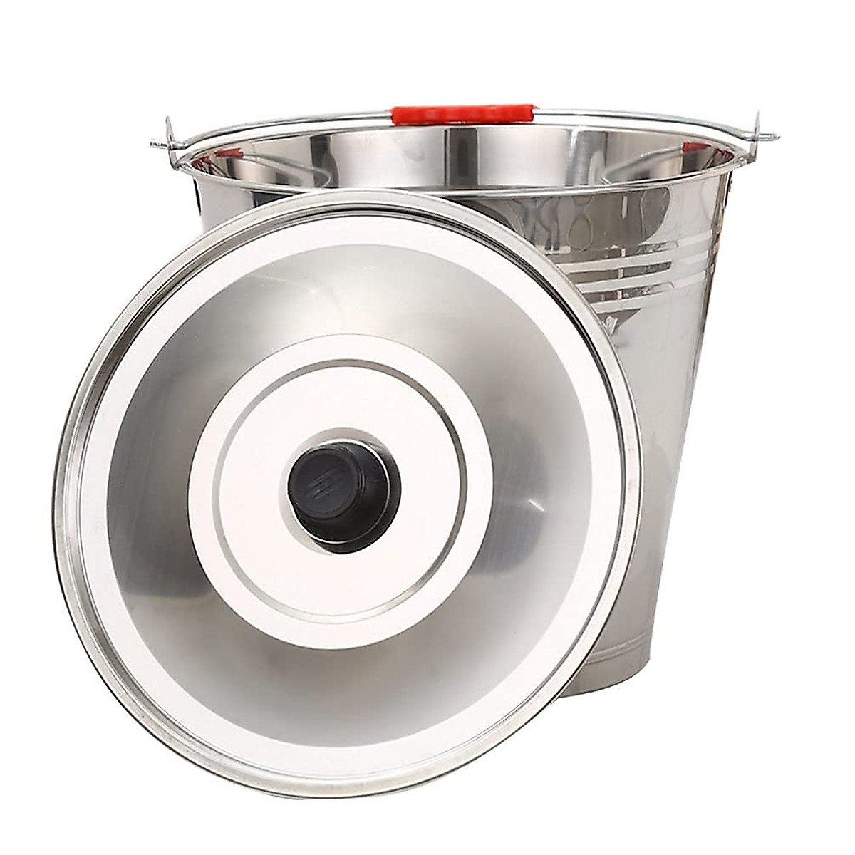 Hemoton Metal Bucket with Lid, Stainless Steel Milk Pail Bucket with Lid+ Handle, Durable Bucket for Heavy Loads, Compost, Milk Pail