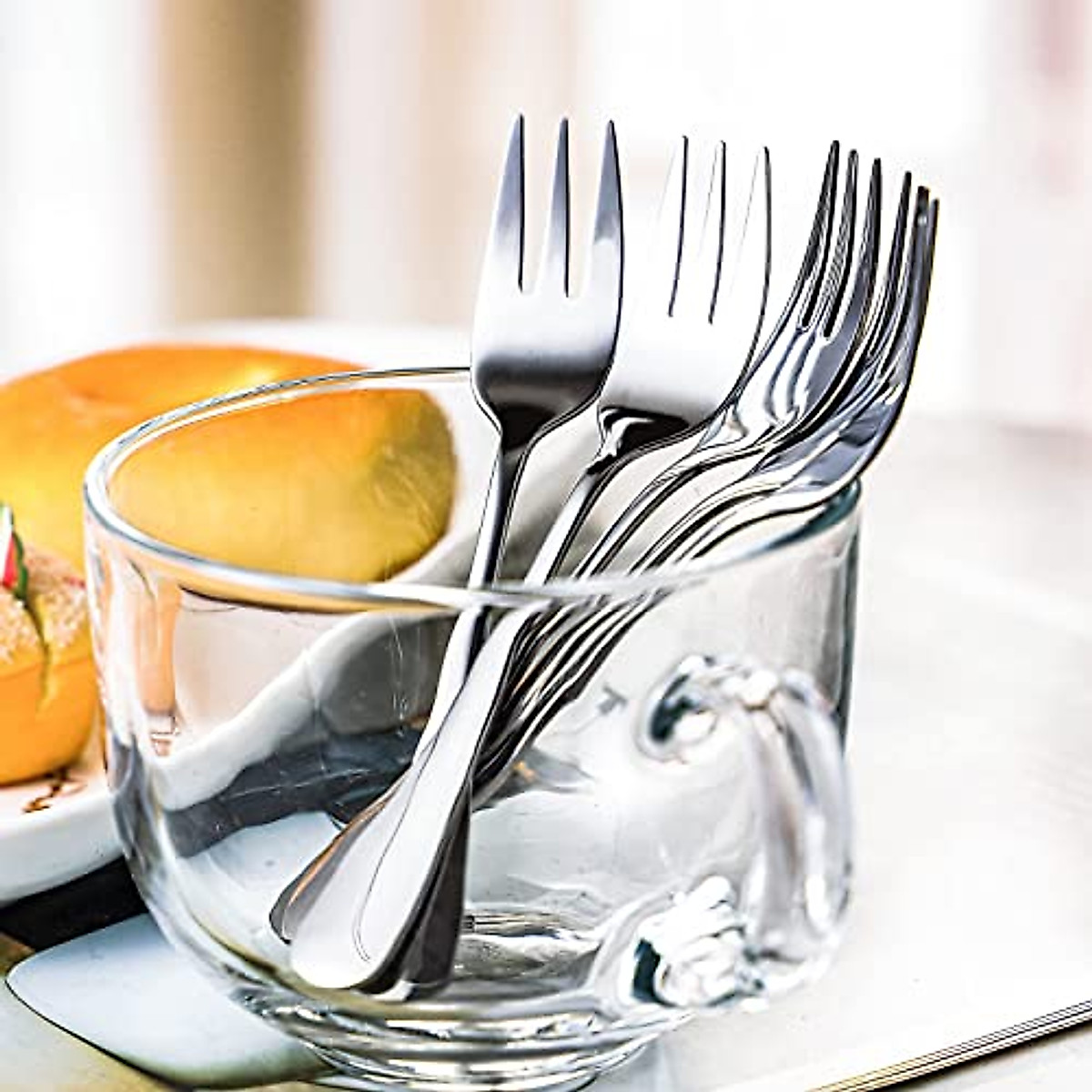 Dessert Forks Set of 12, 5.5Inches, Stainless Steel Cocktail Forks, Appetizer Small Forks, Fruit Salad Forks for Party, Hotel, Restaurant，Dishwasher Safe