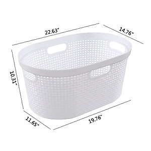 Vcansay 42 L Hip Hugger Laundry Basket, White Plastic Dirty Clothes Basket, 4-Pack