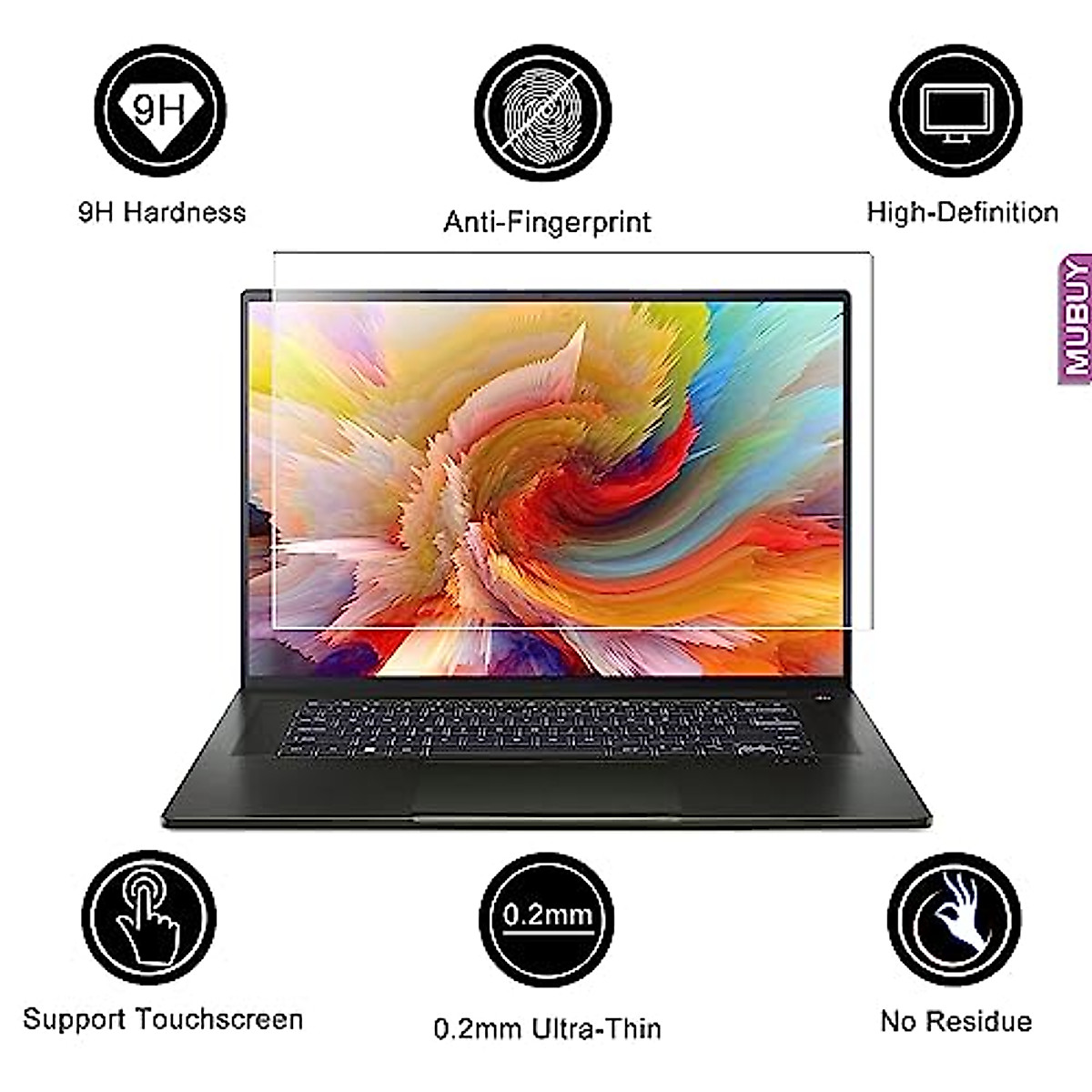 Tempered Glass Screen Protector for 17 Inch 16:10 Aspect HP/Dell/Sony/Samsung/Lenovo/Acer/MSI/Razer Blade/LG Gram 17" Laptop (14 7/16 x 9 1/16 Inch), 9H Hardness, Anti Fingerprint