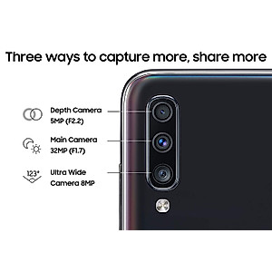 Samsung Galaxy A70 A705M 128GB DUOS GSM Unlocked Android Phone W/Dual 32MP Camera (International Variant/US Compatible LTE) - Black