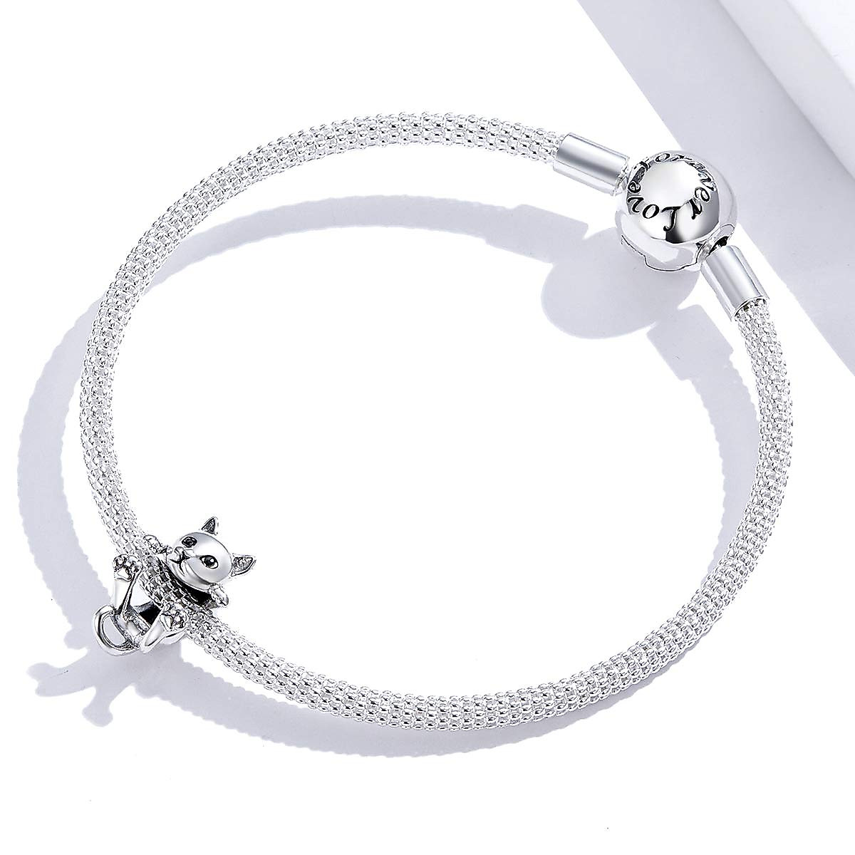 WOSTU 925 Sterling Silver Cat Kitty Charms For Bracelets For Women Fit Bracelets