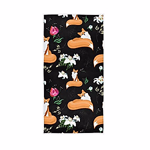 HUSSRITY Foxes in Forest Glade Towels Super Soft Hand Towel Highly Absorbent Washcloths Quick Dry Bath Towel 30x15 Inch Durable Lightweight