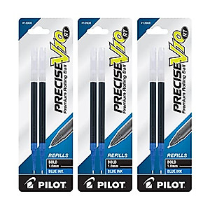 PILOT Precise V10 RT Ink Refills for Bold Retractable Pens, 1.0 mm, Blue Ink, 3 Pack