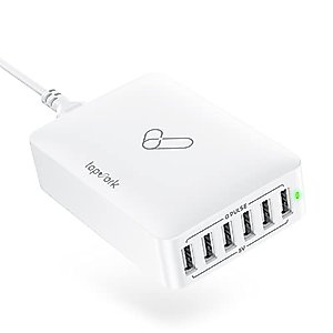 USB Charging Station, Topvork 6-Port USB Wall Charger, Multiport 60W USB Charging Hub, 6-in-1 Desktop USB Charger, Compact USB Charger Block for iPhone 13/13 Pro/iPhone 12, Galaxy, Note, Pixel & More