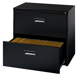 Realspace® SOHO 30"W x 17-5/8"D Lateral 2-Drawer File Cabinet, Black
