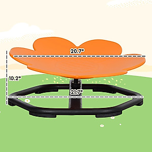 Qaba Sensory Spinning Chair, Kids Swivel Chair, Flower Shaped Sensory Chair for Autism, Kids, Toddlers, Training Body Balance & Coordination, Orange