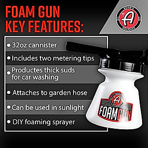 Adam’s Standard Foam Gun & Car Shampoo - Car Wash & Car Cleaning Auto Detailing Kit | Soap Shampoo & Garden Hose for Thick Suds | No Pressure Washer Required | Car Wax Tool Supplies