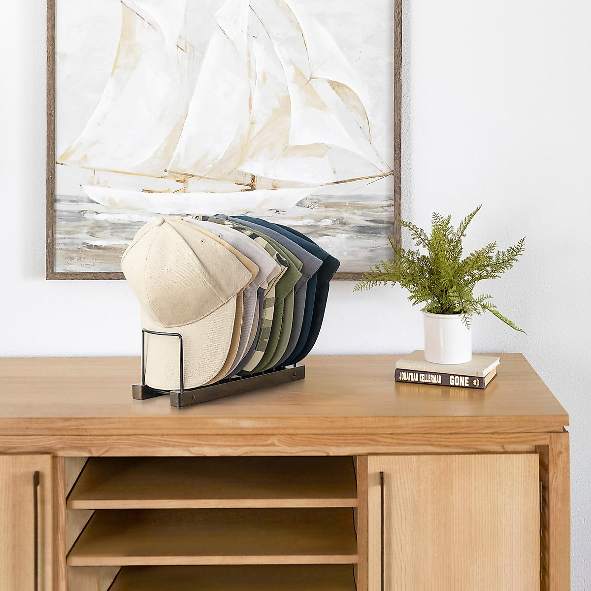 Dahey Hat Organizer for Baseball Caps, Hat Stand Storage for 10 Baseball Caps Tabletop Hat Rack Holder Display Baseball Cap for Desk Closet Shelf Dresser Bedroom