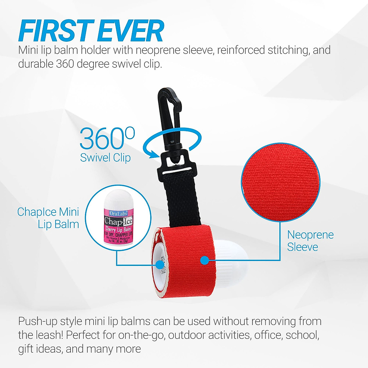 Lip Naturals® | 12-Count Assorted Mini Lip Balm with Sunscreen (SPF-15) & 1 Lip Balm Keychain | Made in USA | Lip Balm Pack with 3 Flavors: Tea Tree Mint, Vanilla Bean, & Bing Cherry (0.10oz/3g Each)