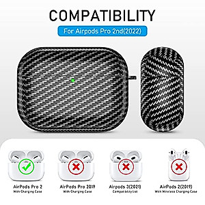 Youtec for Airpods Pro 2nd Generation Case 2022, Carbon Fibre for Airpods Pro 2 Cover with Keychain/Lanyard Soft Shockproof Cover for Women Men Compatible Apple AirPod Pro 2,Black