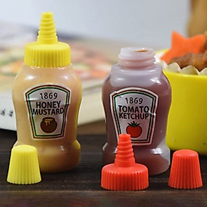 25ml Mini Condiment Squeeze Bottle Honey Squeezable Jar 2 Pack Ketchup/Sauce Containers Plastic Portable Lunch Box Dressing Dispensers to Go with Screw Cap 2pcs