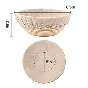 DOYOLLA Bread Proofing Baskets Set of 2 8.5 inch Round Dough Proofing Bowls w/Liners Perfect for Home Sourdough Bakers Baking