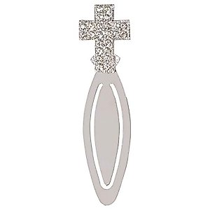 Jeweled Silverstone Cross 4 inch Zinc Alloy Bookmark