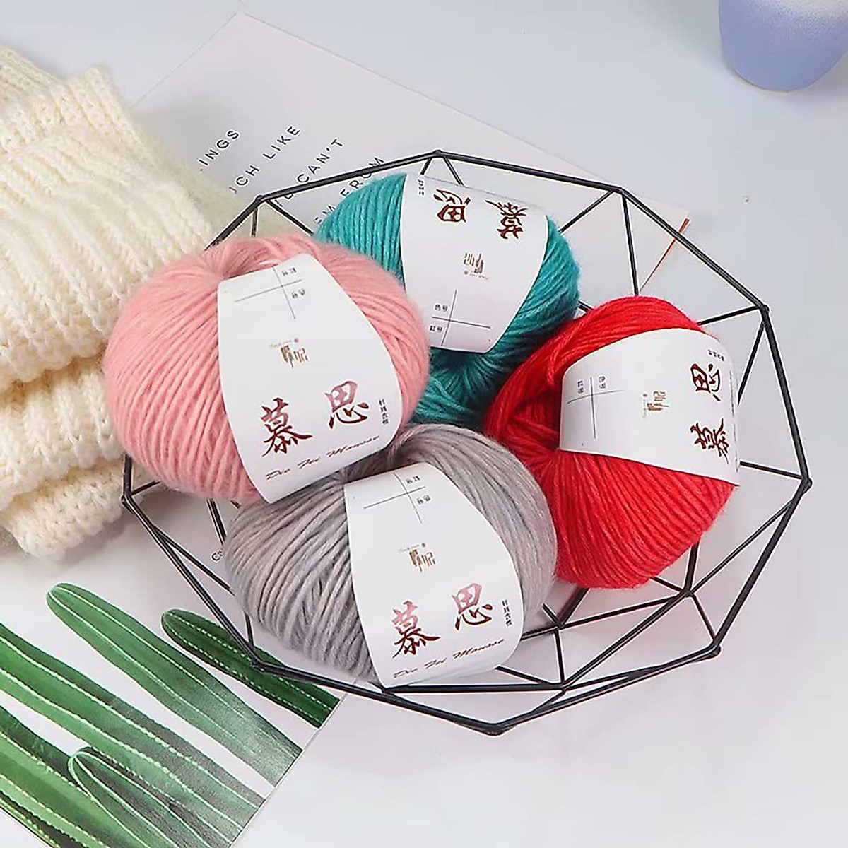 Knitted Yarn Skeins Handcrafting Cotton Yarns 50G Crocheting Yarn Soft Medium Thick Skeins Sweater Scarf Crochet Warm Wool Tools 400m Sweater Cotton Yarn 2 Rolls (Blue)