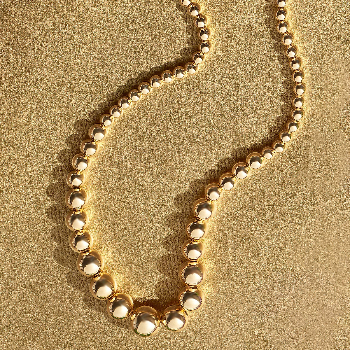 Ross-Simons Italian 6-14mm 18kt Gold Over Sterling Silver Bead Graduated Necklace. 20 inches