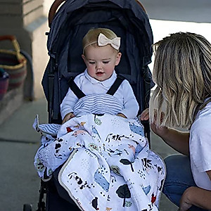 Red Rovr 100% Certified Organic Cotton Muslin Baby Blanket | Multi-Layer Muslin Quilt | Newborn & Toddler | Soft, Lightweight | Nursery, Stroller | Machine Wash | 30" x 40" | Family Farm