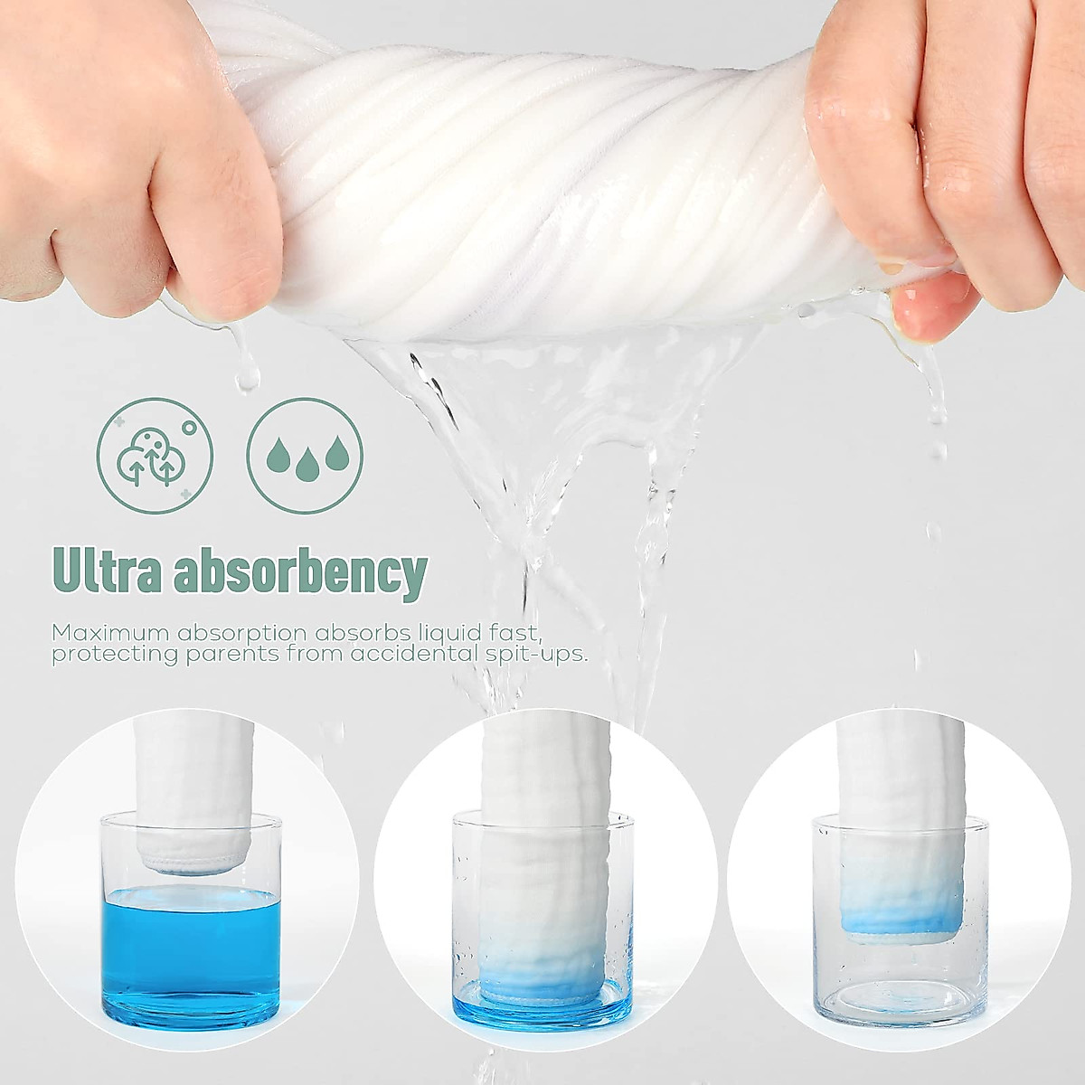 Yoofoss Muslin Burp Cloths 6 Pack Baby Washcloths Large 20''X10'' 100% Cotton 6 Layers Super Soft and Absorbent - White